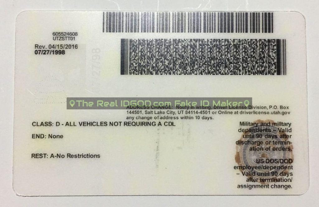 Utah Fake ID - Real Idgod Official Fake ID Maker Website